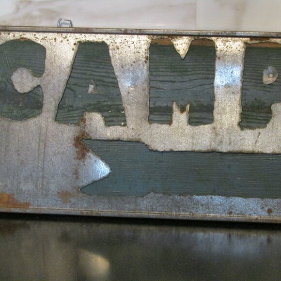 Wall Decor | Unique Antique Camping Sign Large Wood Sign With Metal ...